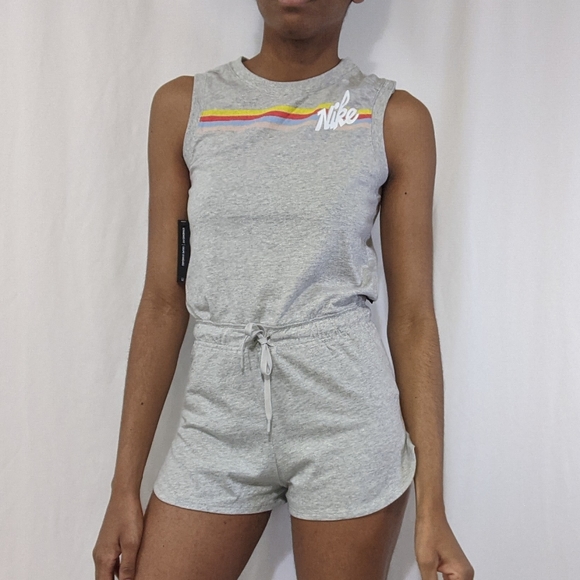 Nike | Pants & Jumpsuits | Nwt Nike Retro Rainbow Romper Drawstring ...
